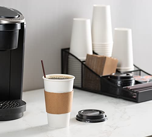 Comfy Package [100 Sets - 16 oz. Disposable Coffee Cups with Lids, Sleeves, Stirrers - To Go Paper Hot Cups