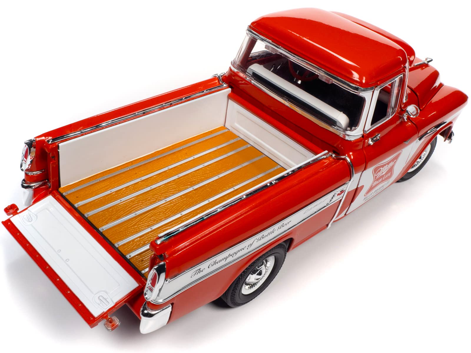 Auto World 1957 Chevy Cameo Pickup Truck Red and White 1/18 Diecast Model Car by Autoworld AW287