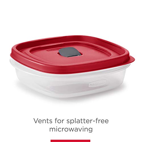 Rubbermaid 16-Piece Food Storage Containers with Lids and Steam Vents, Microwave and Dishwasher Safe, Red & Easy Find Lids 7-Cup Food Storage and Organization Container, Racer Red