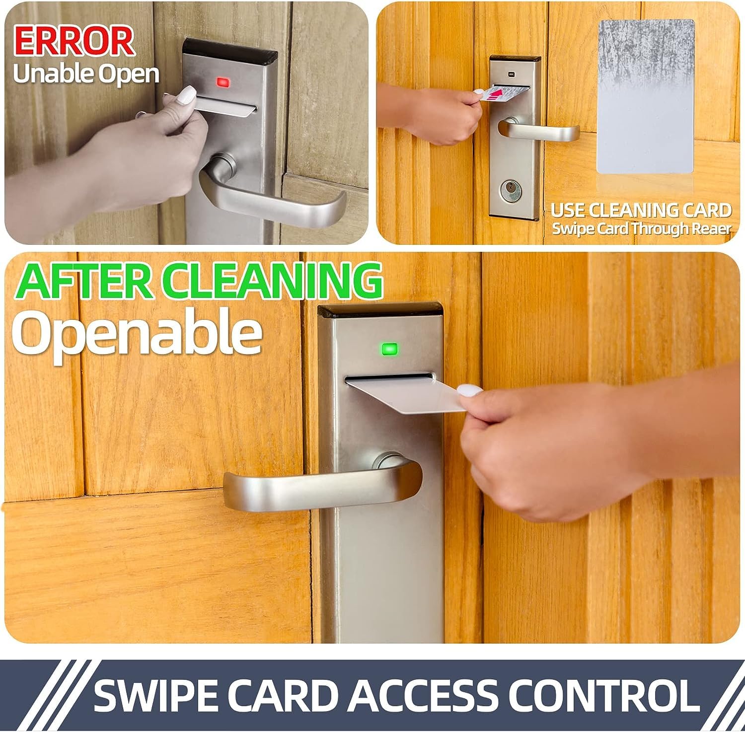 Card Reader Cleaning Cards - BIHYM Dual Side Credit Card Reader Cleaner, CR80 Card Reader Cleaner POS Swipe Terminal Cleaning Cards (50PCS)