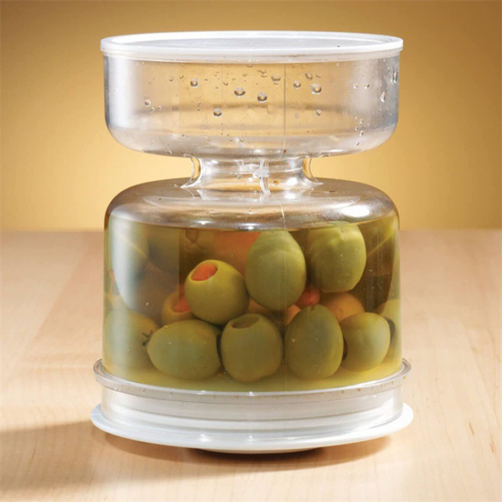 Pickle and Olives Jar Container With Strainer Flip Hourglass, Hourglass Jar Kimchi Jar Dry and Wet Separation Kitchen Pickled Cans Plastic Household Cylinder Fermentation Storage Tank(2PSC Brush)