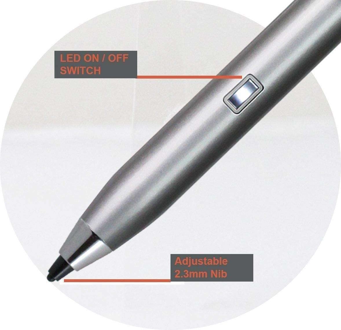 Broonel Silver Fine Point Digital Active Stylus Pen - Compatible with ASUS Zenbook 14X OLED Space Edition (UX5401) 14"