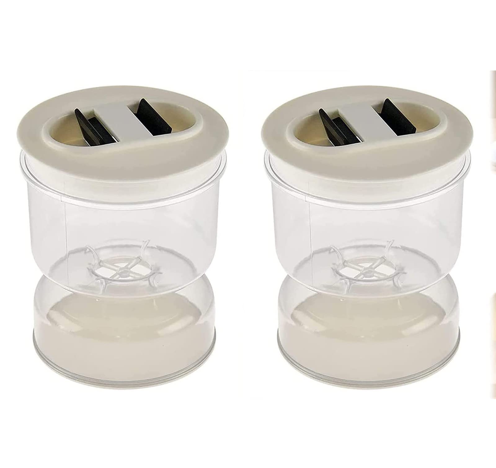 Pickle and Olives Jar Container With Strainer Flip Hourglass, Hourglass Jar Kimchi Jar Dry and Wet Separation Kitchen Pickled Cans Plastic Household Cylinder Fermentation Storage Tank(2PSC Brush)