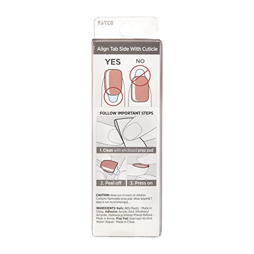 KISS imPRESS Color Press-On Nails, Gel Nail Kit, PureFit Technology, Short Length, Sandbox, Polish-Free Solid Color Manicure, Includes Prep Pad, Mini Nail File, Cuticle Stick, 30 Fake Nails