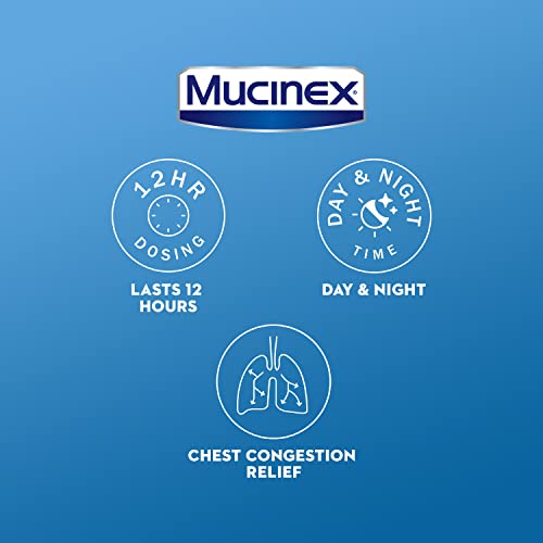 Mucinex 12 Hour Extended Release Tablets -Guaifenesin Relieves Chest Congestion Caused by Excess Mucus (#1 Doctor Recommended OTC expectorant), 100 Count (Pack of 1)