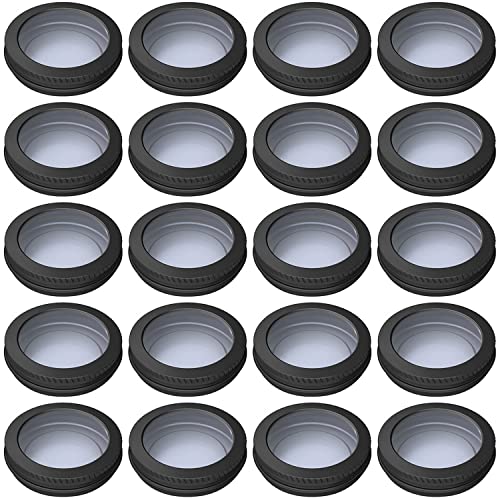 20 Pcs 0.5 Ounce Aluminum Tin Jar 15 ml Refillable Containers Clear Top Screw Lid Round Tin Container Random for Cosmetic,Lip Balm, Cream, Black