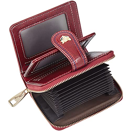 FOXLOVER RFID Credit Card Holder for Women, Ladies Small Leather Credit Card Case Security Accordion Wallet