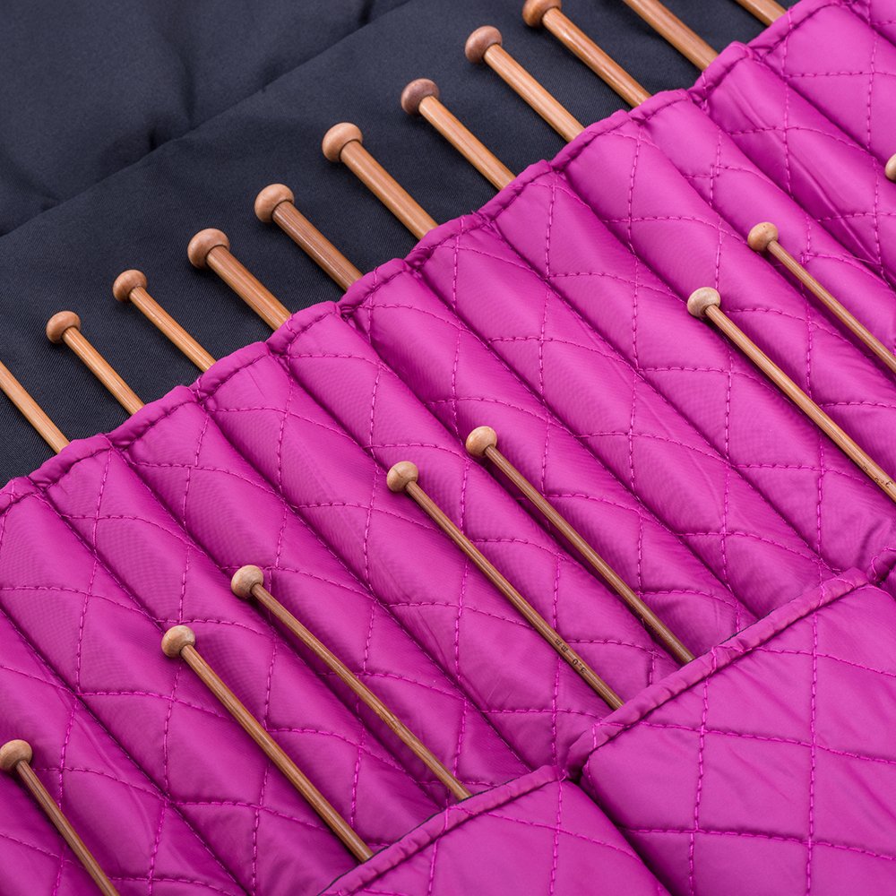 DeNOA Knitting Needle Storage Case - Crochet Hook Folding Organizer Travel Wrap - Orchid