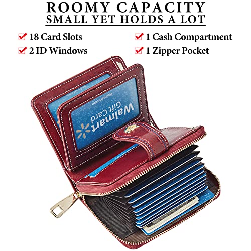 FOXLOVER RFID Credit Card Holder for Women, Ladies Small Leather Credit Card Case Security Accordion Wallet