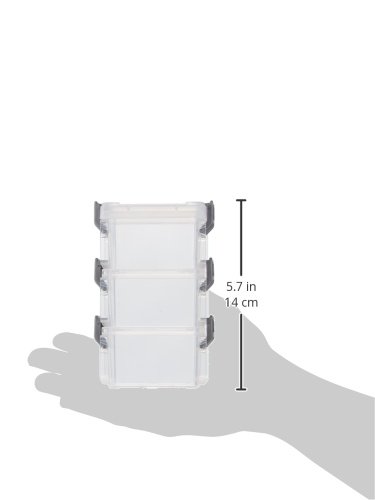 IRIS USA 3-Piece Buckle Snaps Layered Latch Box, Mini, Clear/Silver