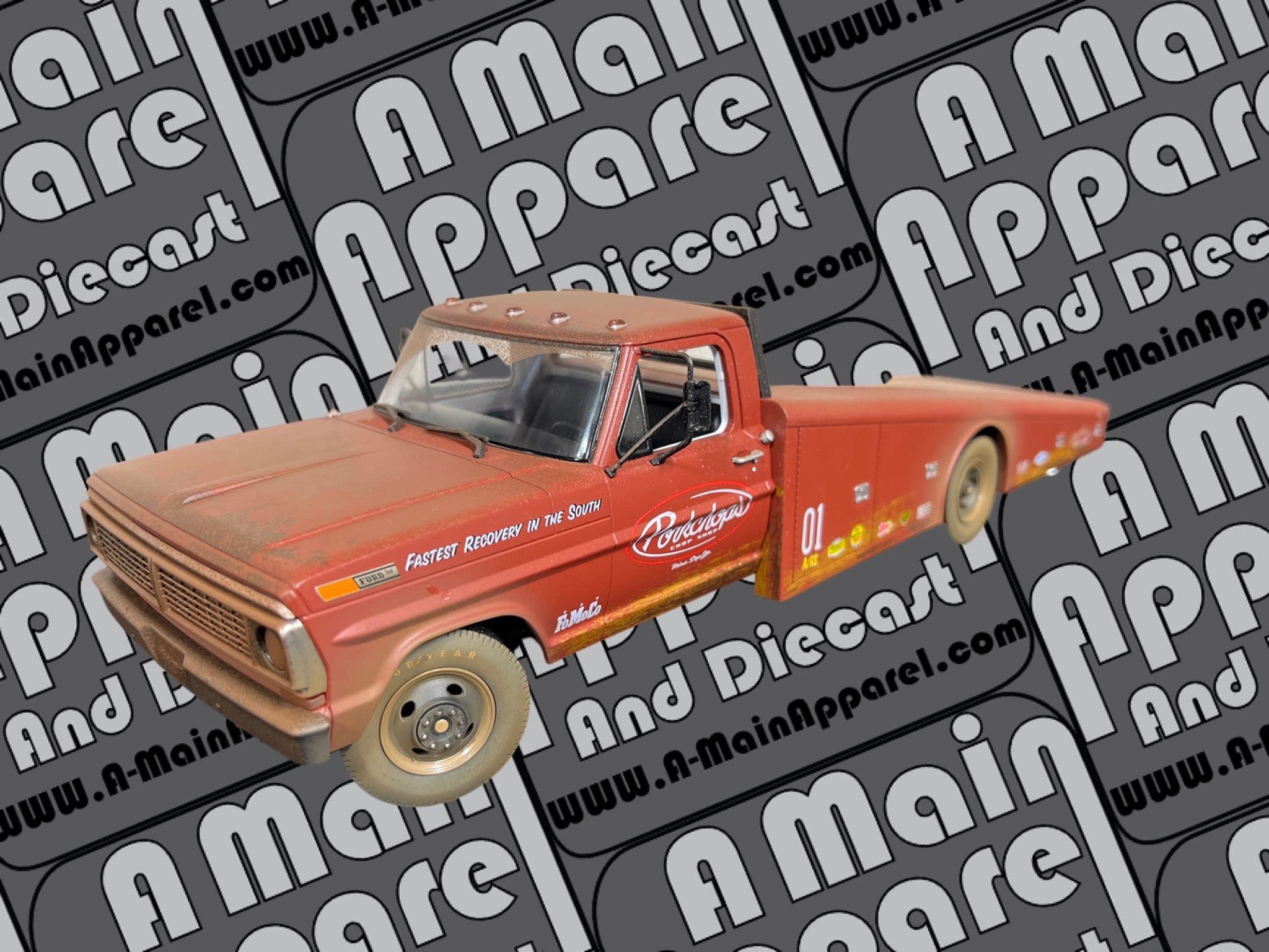 1970 F-350 Ramp Truck Red Primer (Rusted) Porkchop's Chop Shop 1/18 Diecast Model by Acme A1801416