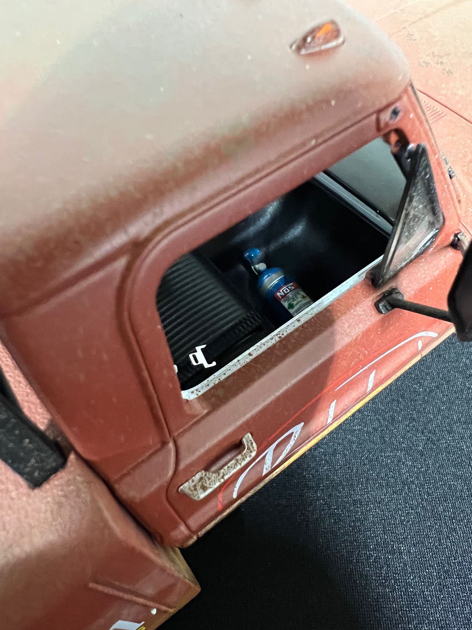 1970 F-350 Ramp Truck Red Primer (Rusted) Porkchop's Chop Shop 1/18 Diecast Model by Acme A1801416