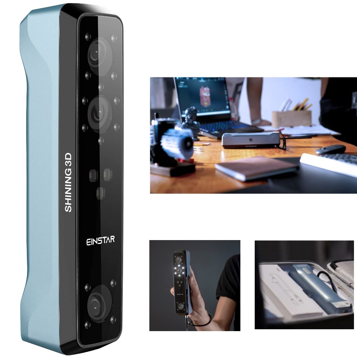 Shining3D [Einstar Handheld 3D Scanner] Built-in RGB Color Camera Full Color Scan, 14 Fps Scanning Speed with Scanning Software for 3D Printing, Healthcare, Art, Digital Archiving