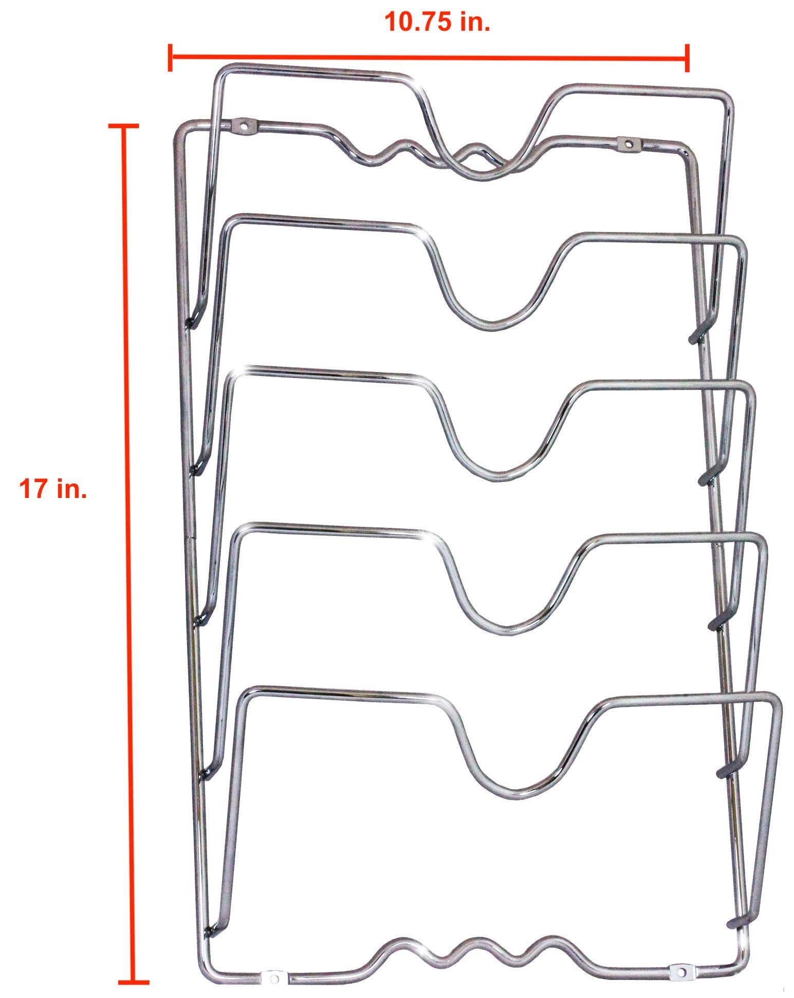DecoBros Wall Door Mounted Pot Lid Rack, Chrome Finish