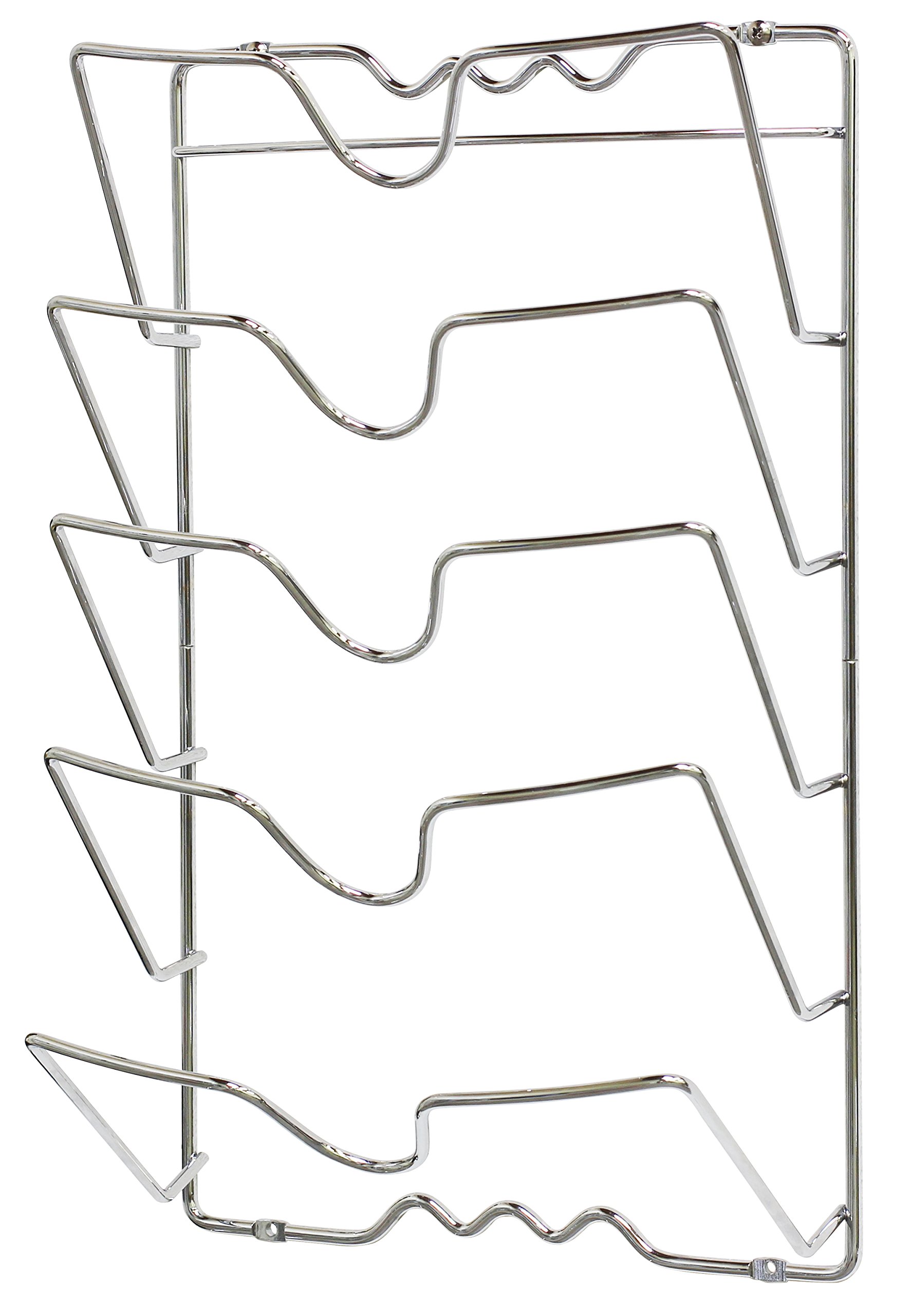 DecoBros Wall Door Mounted Pot Lid Rack, Chrome Finish