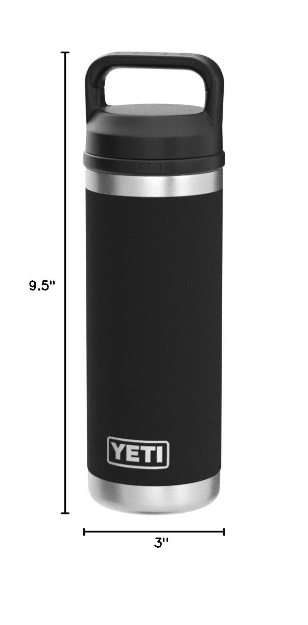 YETI Rambler 18 oz Bottle, Vacuum Insulated, Stainless Steel with Chug Cap, Black