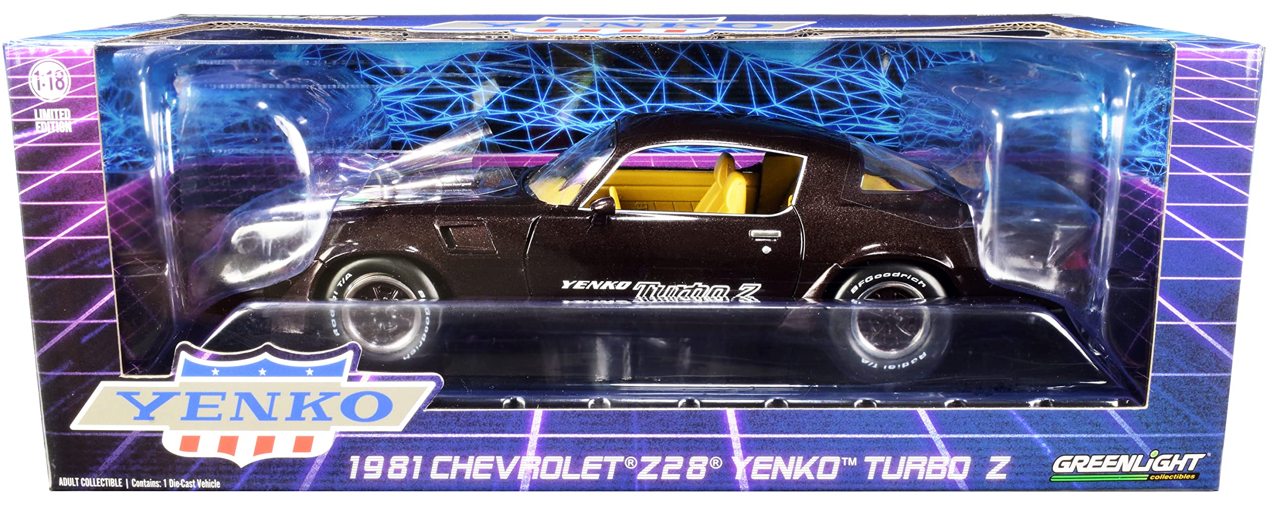 Greenlight 1981 Chevy Camaro Z/28 Yenko Turbo Z Turbo Brown Metallic 1/18 Diecast Model Car 13593