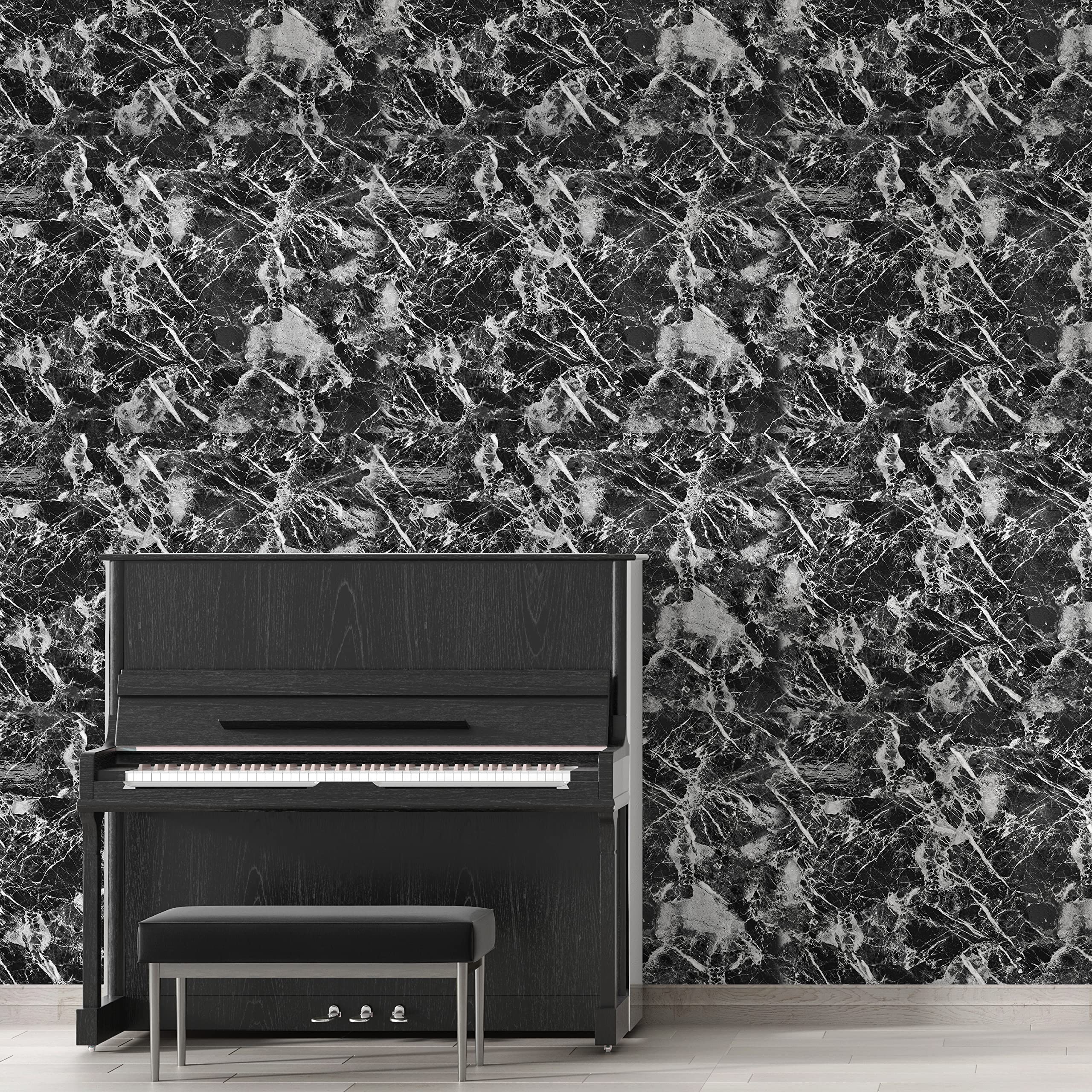 Black Grey Granite Look Marble Effect Interior Film Vinyl Self Adhesive Peel-Stick Counter Top
