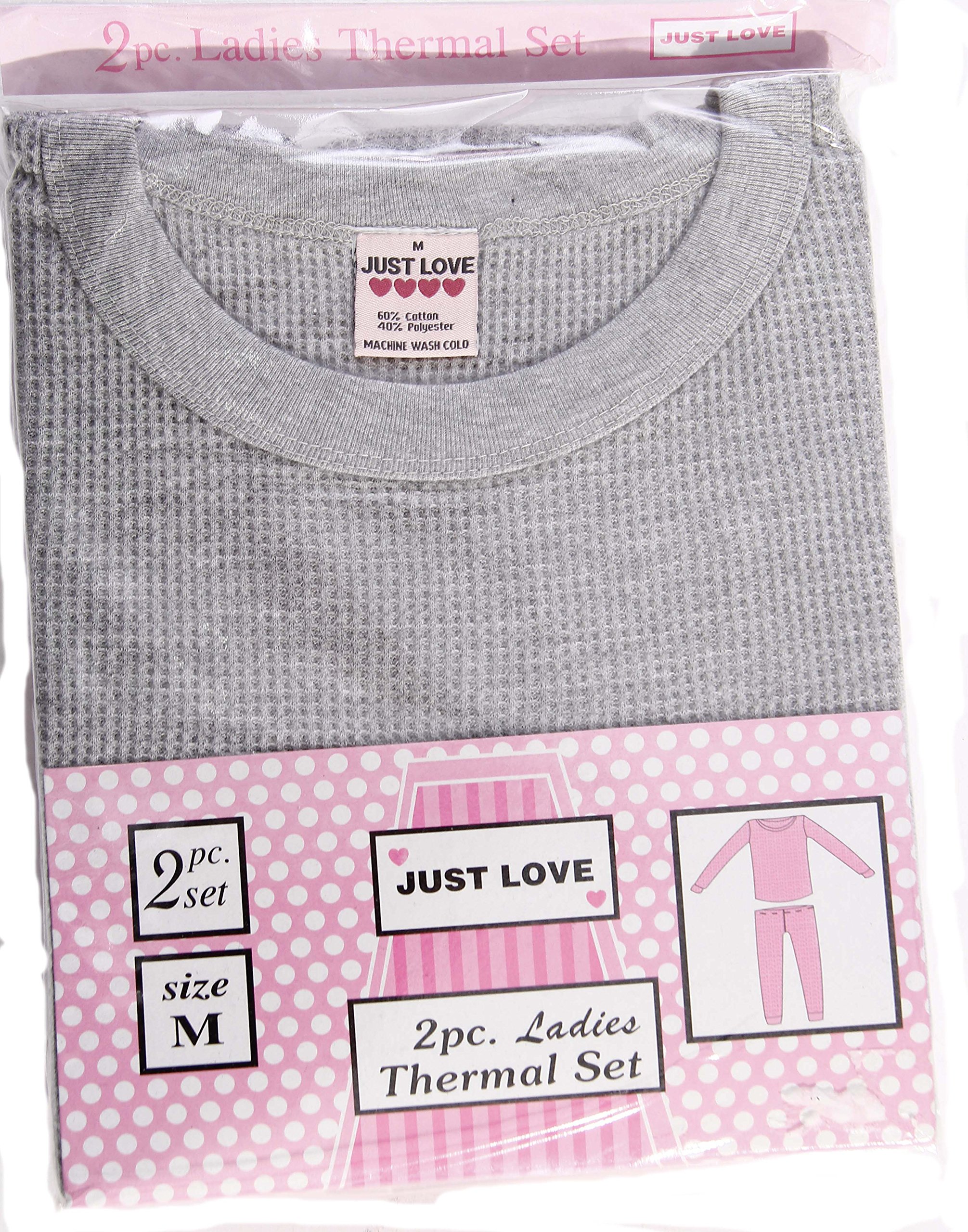 Just Love 2-Piece Women's Thermal Underwear Set Waffle Knit Base Layer Thermals, Grey, XX-Large