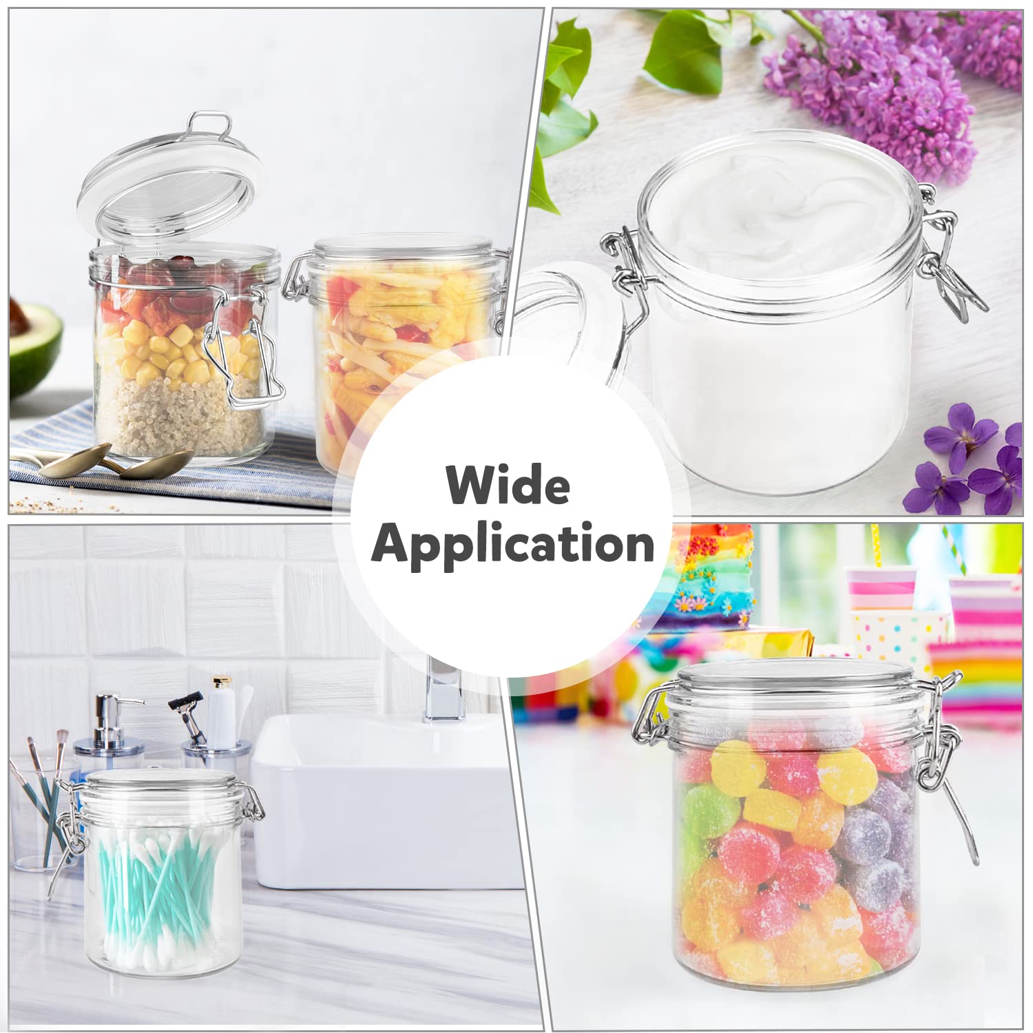 2 Pack 500ml/17oz Plastic Storage Jars Clear Wide Mouth Canning Jar Empty Sealed Bottle Container with Airtight Lid for Food Storage Liquid Powder Herbs Coffee Sugar Nuts Cosmetic