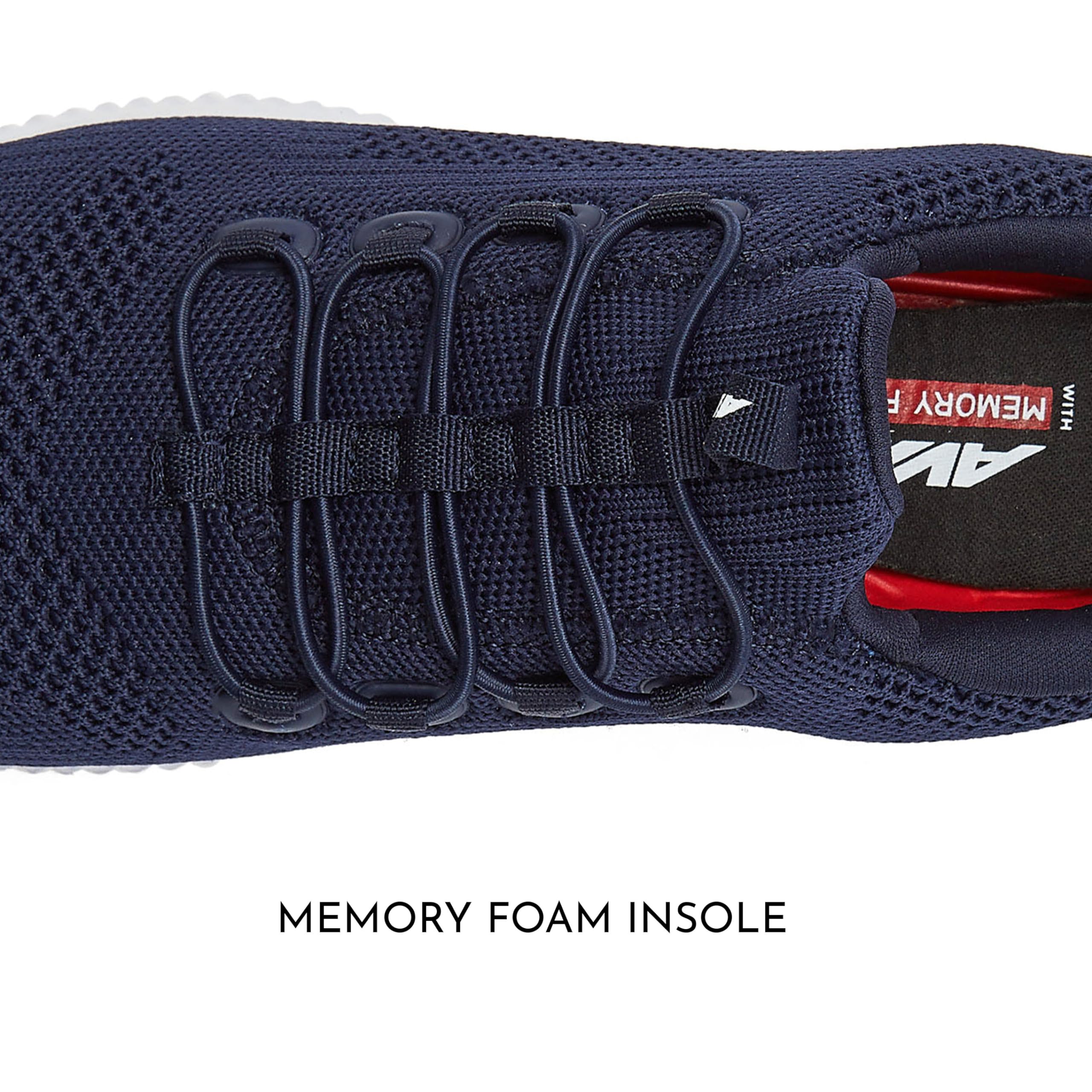 Avia Air Slip On Shoes for Women - Casual Comfortable Athletic Tennis Walking Sneakers for Women with Memory Foam - Navy Blue/White, 8 Medium