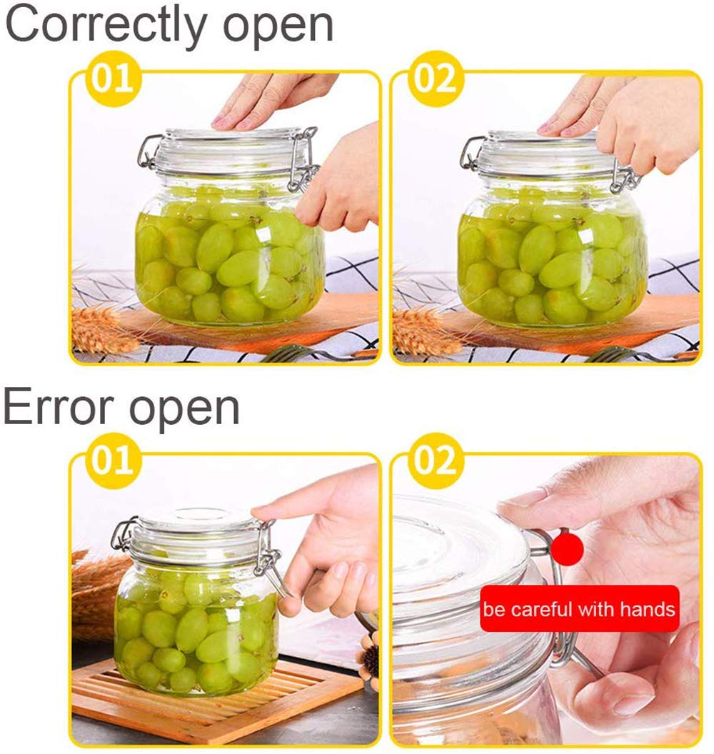 Lawei 4 Pack Plastic Mason Jars with Hinged Lids - 55 Oz Airtight Storage Canister Wide Mouth Kitchen Food Storage Jar for Sugar, Flour, Cereal, Coffee, Pasta, Cookies and Canning