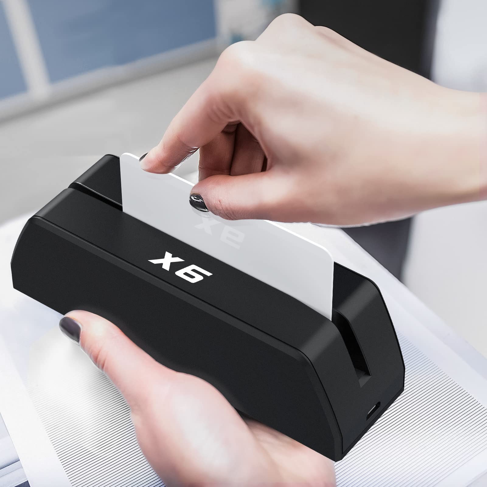 X6 BT Bluetooth Magnetic VIP Card Reader Writer USB 3 Tracks Swipe Encoder [Upgraded Black Version]