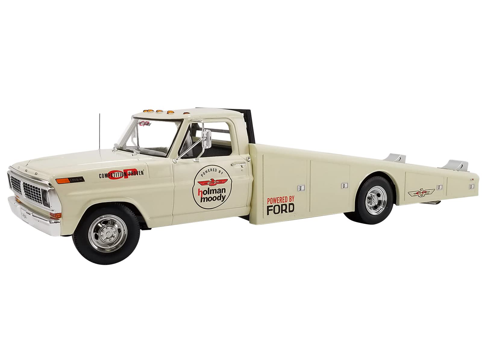 1970 F-350 Ramp Truck Beige with Graphics Holman Moody Limited Edition to 400 Pieces Worldwide 1/18 Diecast Model Car by Acme A1801417