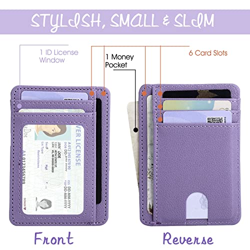 Giantree RFID Blocking Credit Card Case Holder, Slim Credit Card Sleeves ID Case Leather Wallet Coin Identity Credit Card Holder for Women Men(Purple)