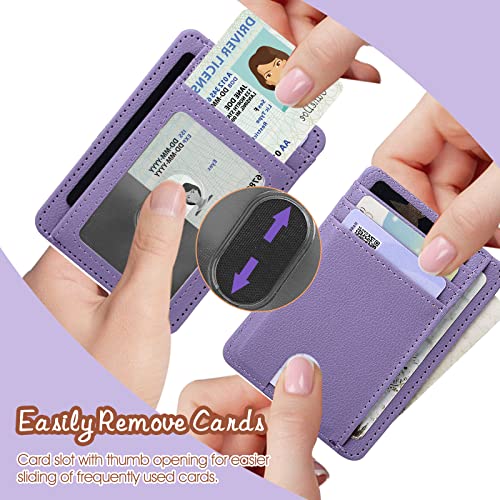 Giantree RFID Blocking Credit Card Case Holder, Slim Credit Card Sleeves ID Case Leather Wallet Coin Identity Credit Card Holder for Women Men(Purple)