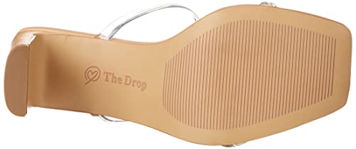 The Drop Women's Avery Square Toe Two Strap High Heeled Sandal, Clear, 7.5