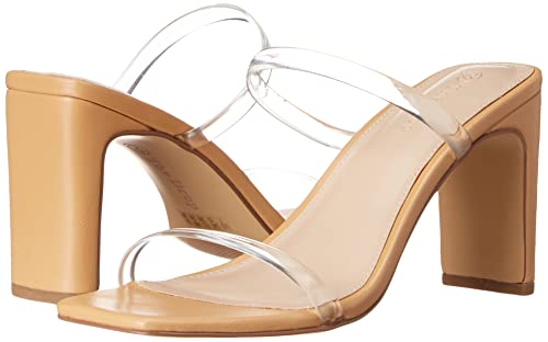 The Drop Women's Avery Square Toe Two Strap High Heeled Sandal, Clear, 7.5