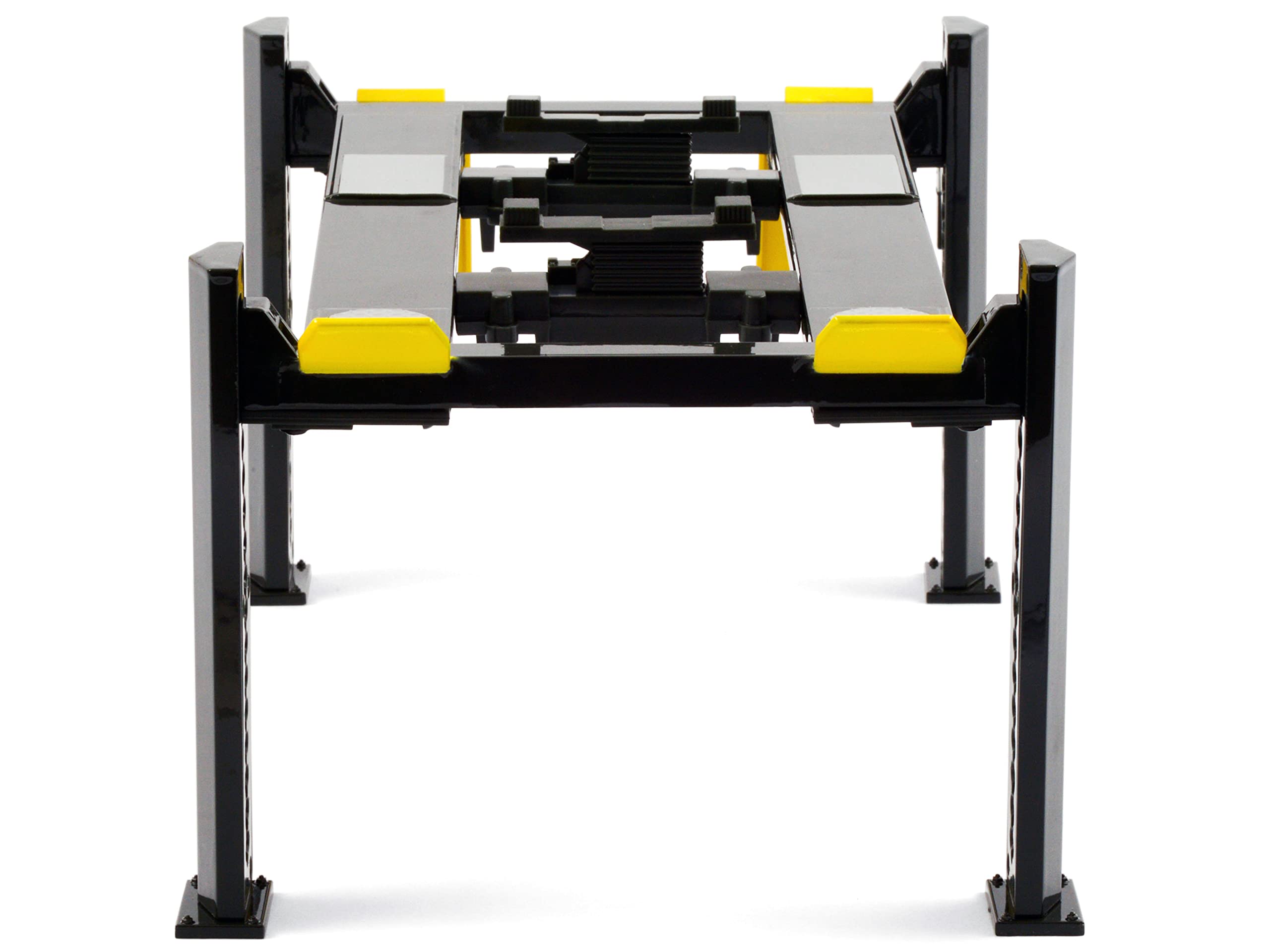 Greenlight 13591 Four-Post Lift - Dark Gray with Yellow Ramps 1/18 Scale Diecast