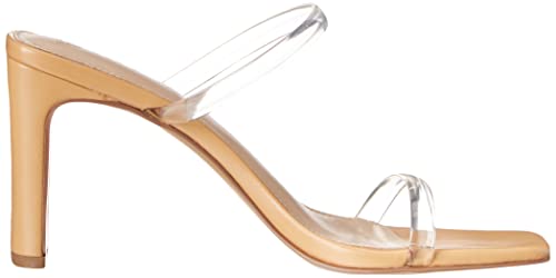 The Drop Women's Avery Square Toe Two Strap High Heeled Sandal, Clear, 7.5