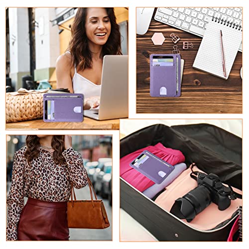 Giantree RFID Blocking Credit Card Case Holder, Slim Credit Card Sleeves ID Case Leather Wallet Coin Identity Credit Card Holder for Women Men(Purple)