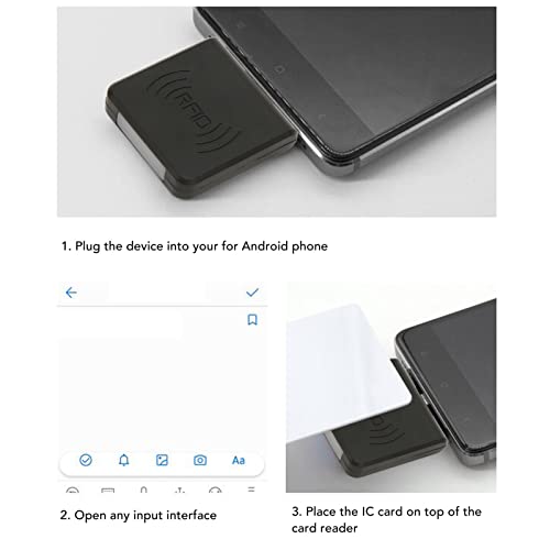 Mobile Phone Card Reader, Portable Contactless Smart Card Reader, 0.2s Fast Card Reading, 125Khz RFID ID Card Reader with USB Interface Support PC Phone Tablet(Black)