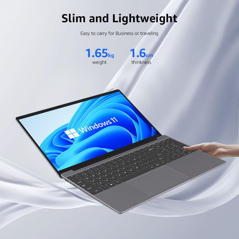 ApoloSign Windows Laptop, 12GB RAM, 512GB SSD(Expandable 1T) 15.6-inch Laptop Computer, 1080P FHD Display, Intel Jasper Lake N5095, Up to 2.8GHz Slim Computer with 2.4G/5G WiFi, 2 Speakers-Gray