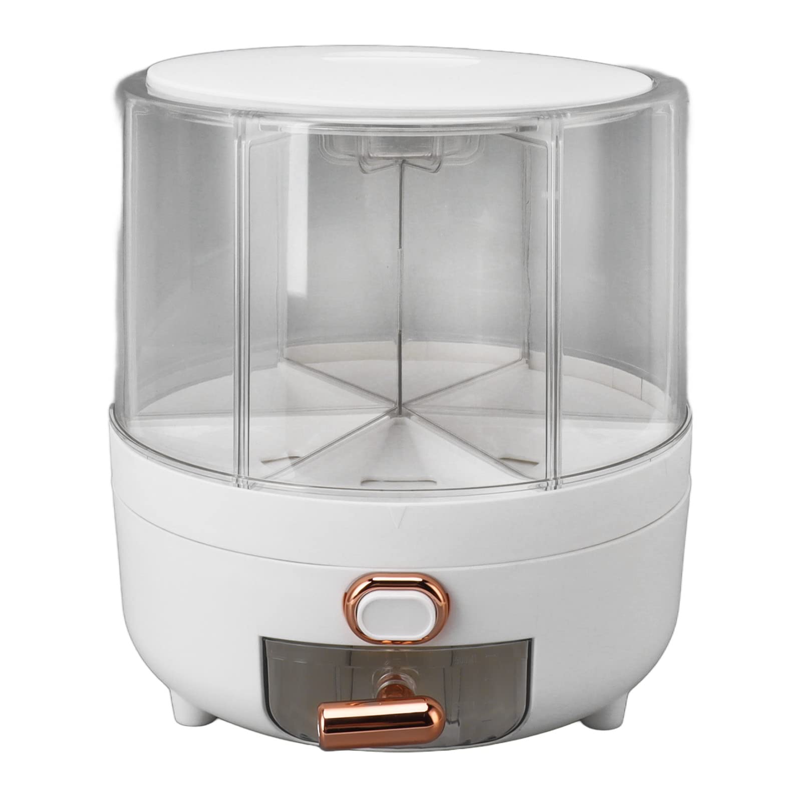 Rice Grain Storage Container, 360 Rotating Grain Storage, Clear Food Dispenser with Drainage Cup, Large Capacity Dry Food Storage Bin, Cereal Dispenser with Measuring Cylinder for Kitchen(Small Size)