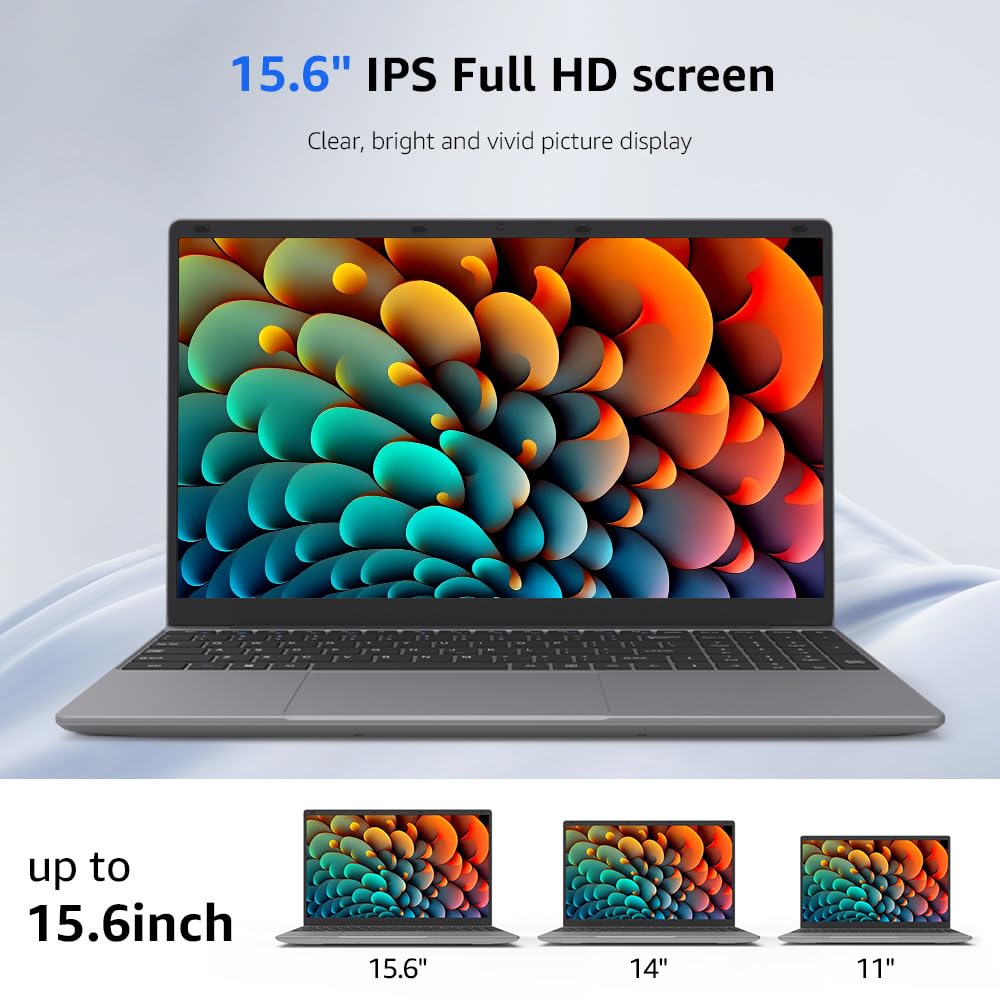 ApoloSign Windows Laptop, 12GB RAM, 512GB SSD(Expandable 1T) 15.6-inch Laptop Computer, 1080P FHD Display, Intel Jasper Lake N5095, Up to 2.8GHz Slim Computer with 2.4G/5G WiFi, 2 Speakers-Gray