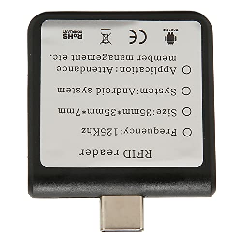 Mobile Phone Card Reader, Portable Contactless Smart Card Reader, 0.2s Fast Card Reading, 125Khz RFID ID Card Reader with USB Interface Support PC Phone Tablet(Black)