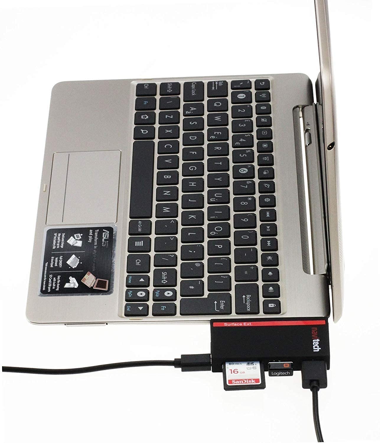 Navitech 2 in 1 Laptop/Tablet USB 3.0/2.0 HUB Adapter/Micro USB Input with SD/Micro SD Card Reader Compatible with ASUS Zenbook 14X OLED Space Edition (UX5401) 14"