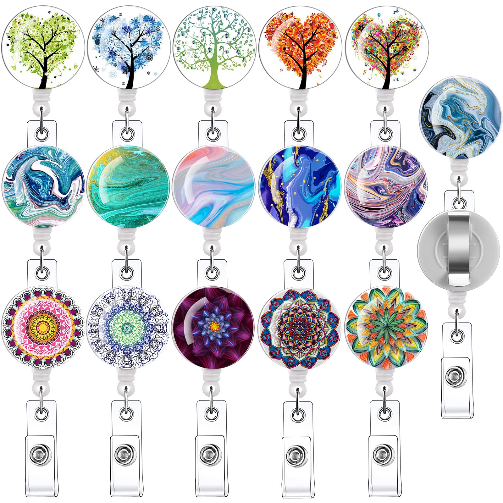 16 Pack Badge Reels Retractable for Nurses ID Badge Holder with Clip Retractable Badge Clip Retractable Badge Holders Nurse Badge Reel