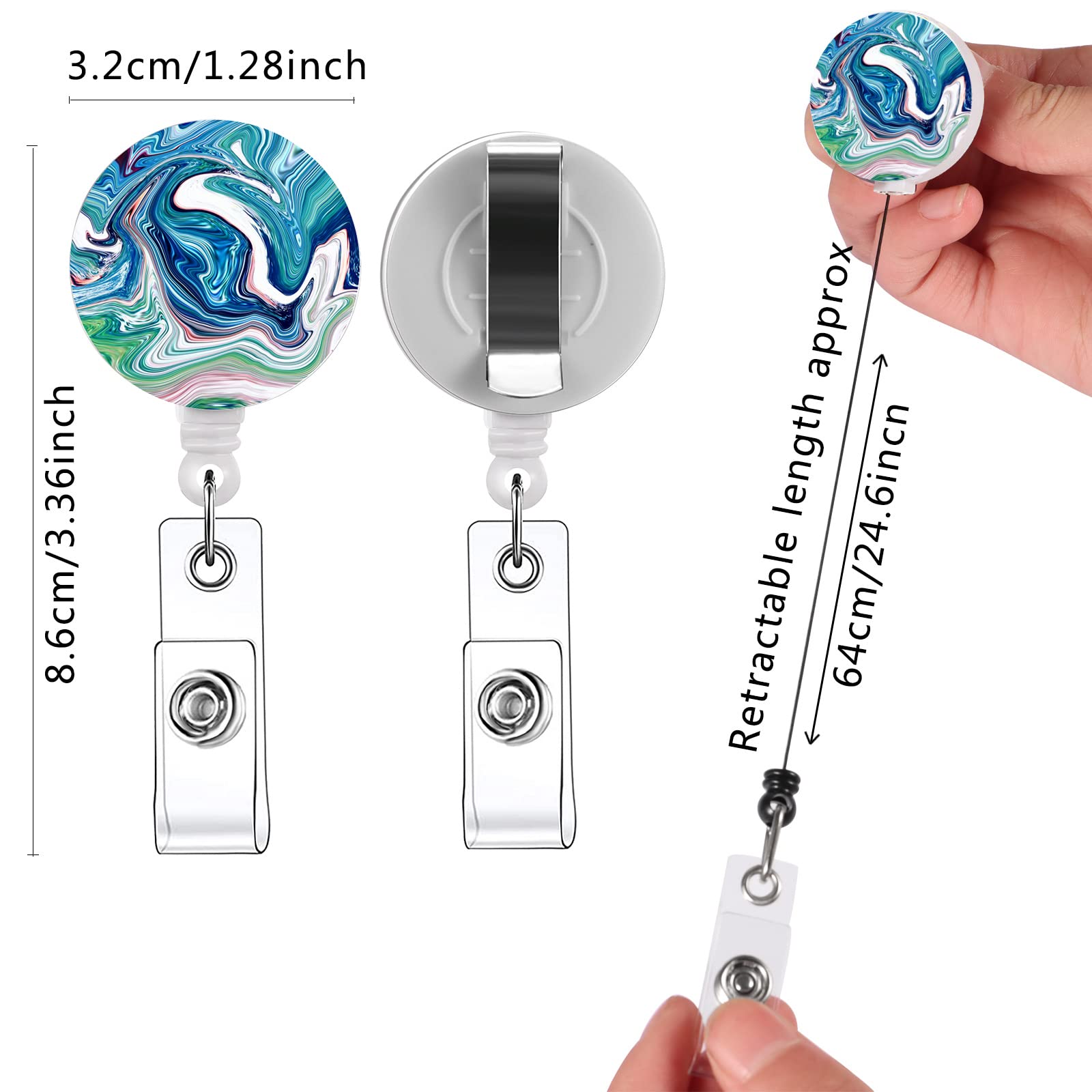 16 Pack Badge Reels Retractable for Nurses ID Badge Holder with Clip Retractable Badge Clip Retractable Badge Holders Nurse Badge Reel