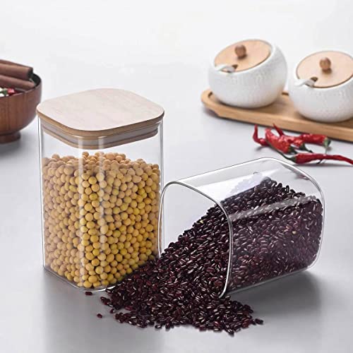 Glass Kitchen Canisters with Airtight Bamboo Lids - Kitchen Organization and Food Storage Glass Jar for Candy, Cookie, Rice, Sugar, Flour, Pasta, Nuts.