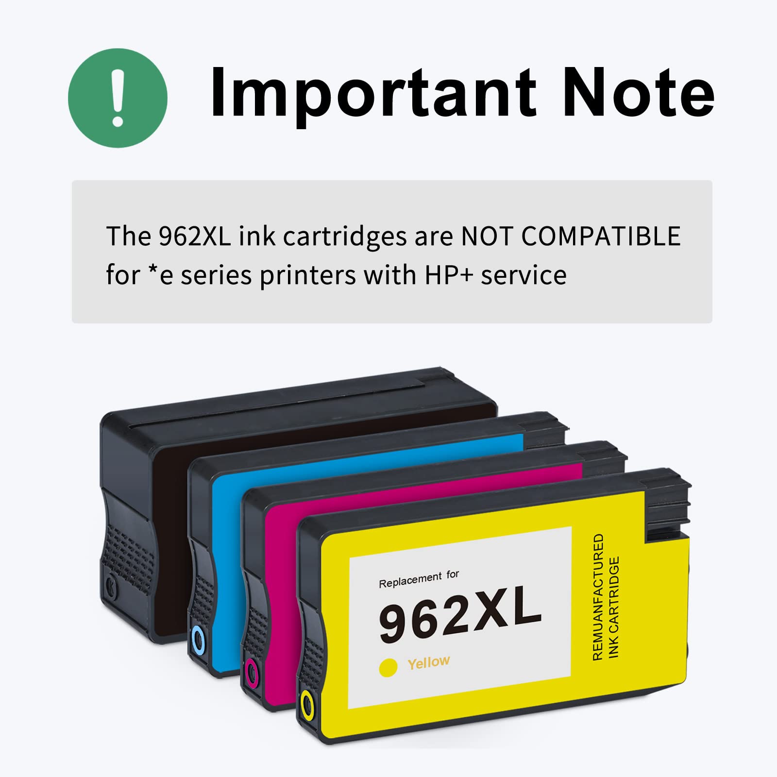 ZIPRINT 962XL Ink Remanufactured Ink Replacement for HP 962 XL 962 Work with OfficeJet Pro 9015 9010 9025 9020 9018 9012 9022 9028 Printer,962XL Ink Cartridges Combo Pack (BKCMY,4-Pack)