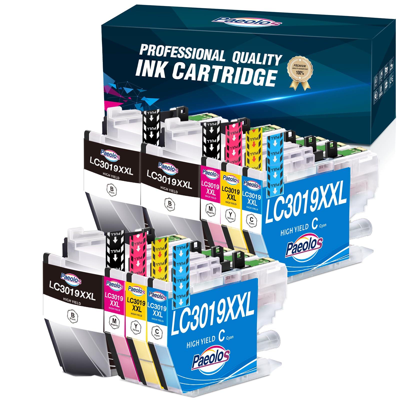 Paeolos Compatible LC3019XXL Ink Cartridge BK/C/M/Y Replacement for Brother LC3017 LC3019 XXL Use with MFC-J5330DW MFC-J6530DW MFC-J6930DW MFC-J6730DW Inkjet Printers, 9 Packs (2CMY & 3BK)