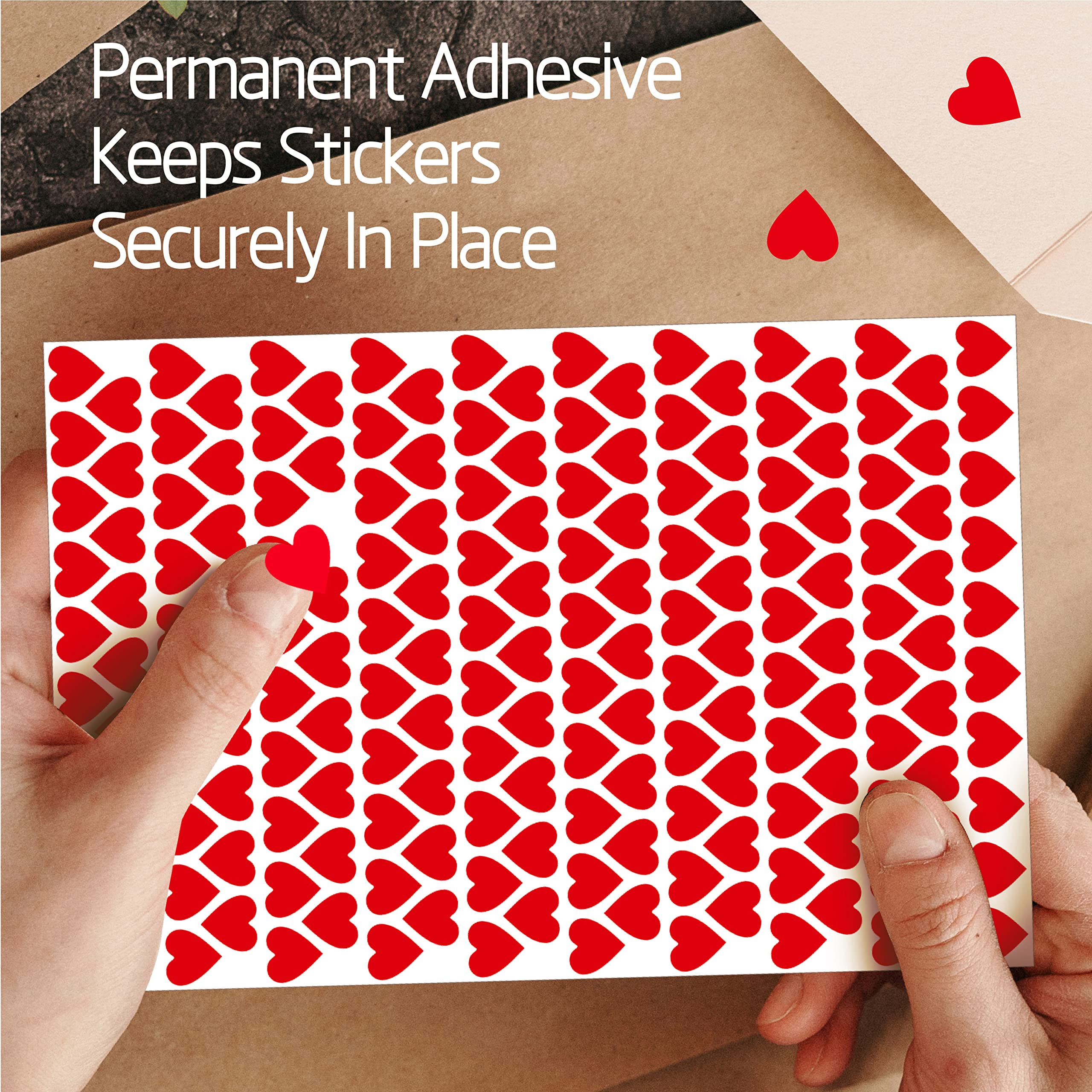 1810 PCS Heart-Shaped Red Stickers , Permanent Love Labels on 10 Sheets for Party Favors, Invitation Seals, Gift Packaging, Boxes and Bags ( 1/2” in Diameter)