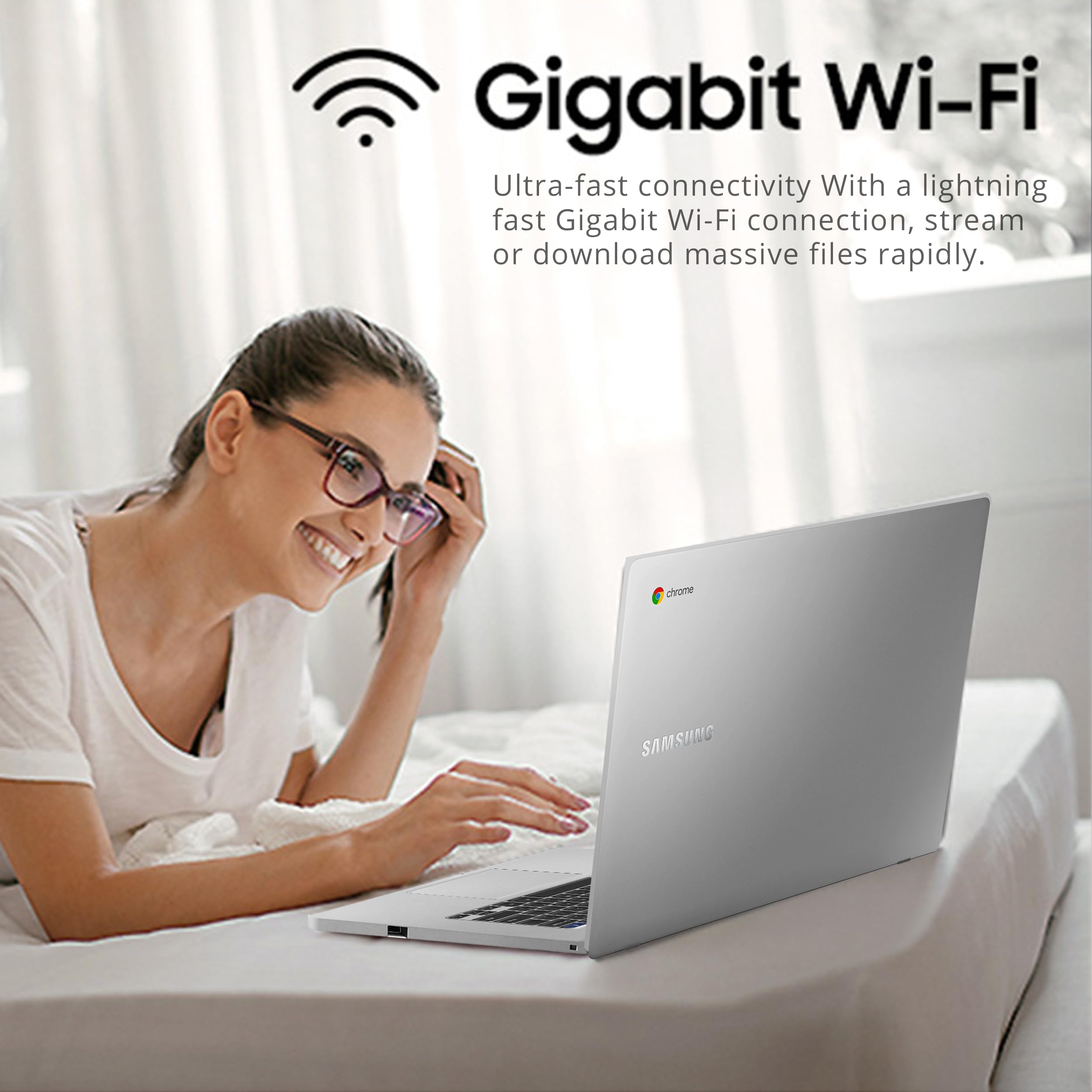 SAMSUNG Galaxy Chromebook 4 11.6” 64GB Laptop Computer w/ 4GB RAM, Gigabit WiFi, HD Intel Celeron Processor, Compact Design, Military Grade Durability, US Version, Silver