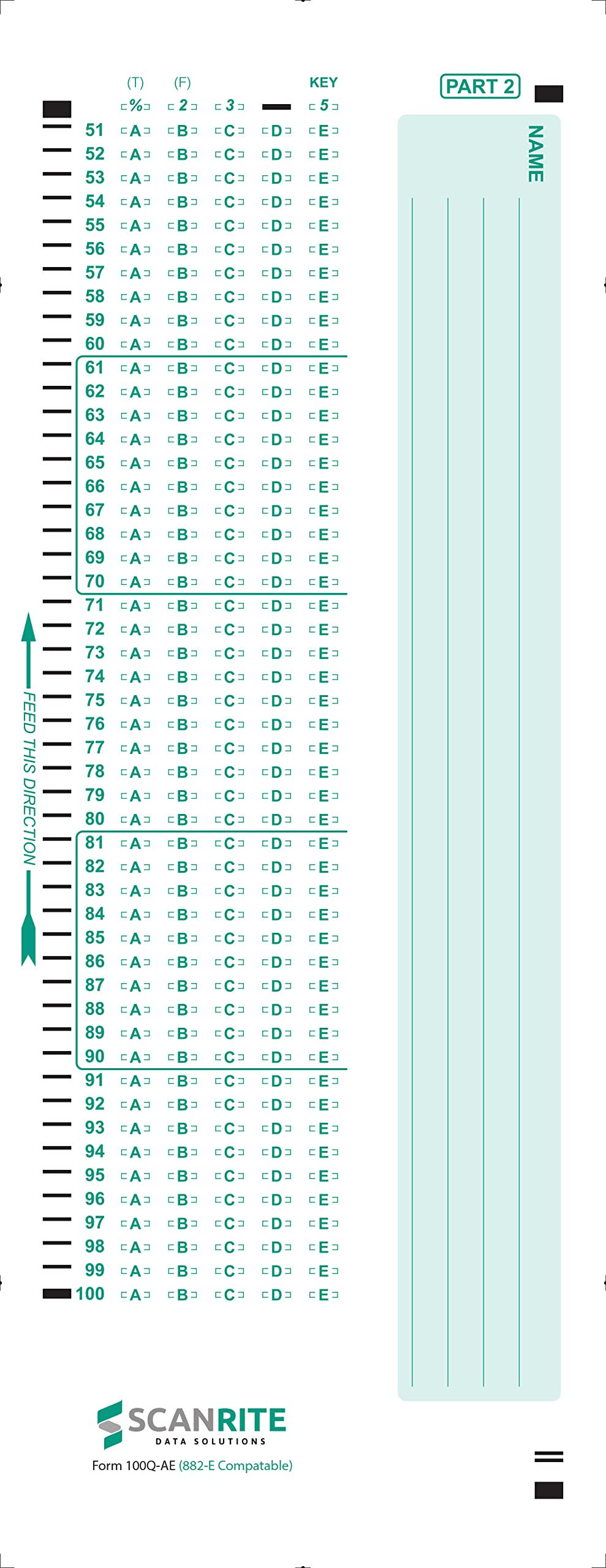 ScanRite - 882-E Scantron Compatible Testing Sheet (25 sheet pack)