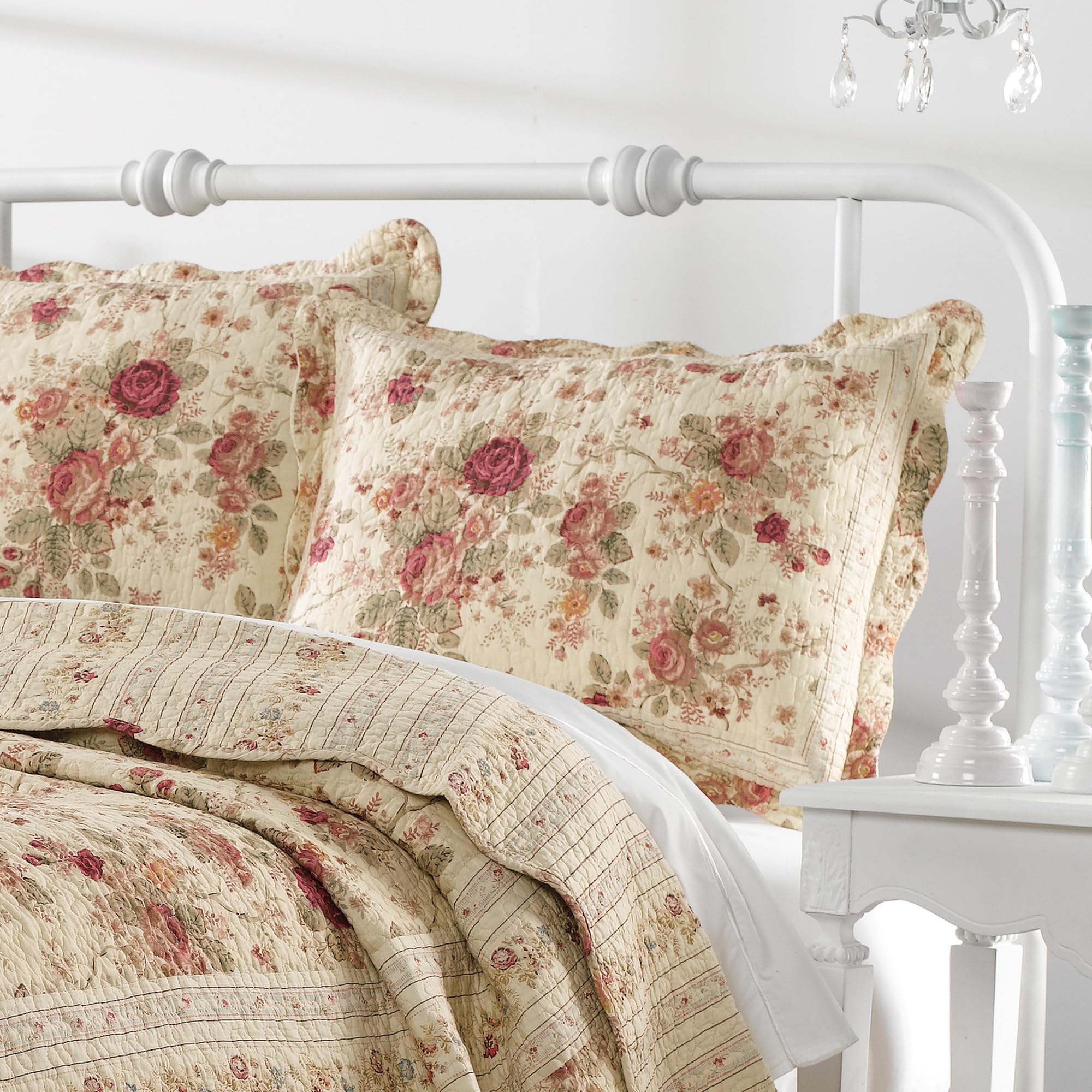 Greenland Home Antique Rose 100% Cotton Quilted Pillow Sham, Standard 20x26-inch, Multicolor